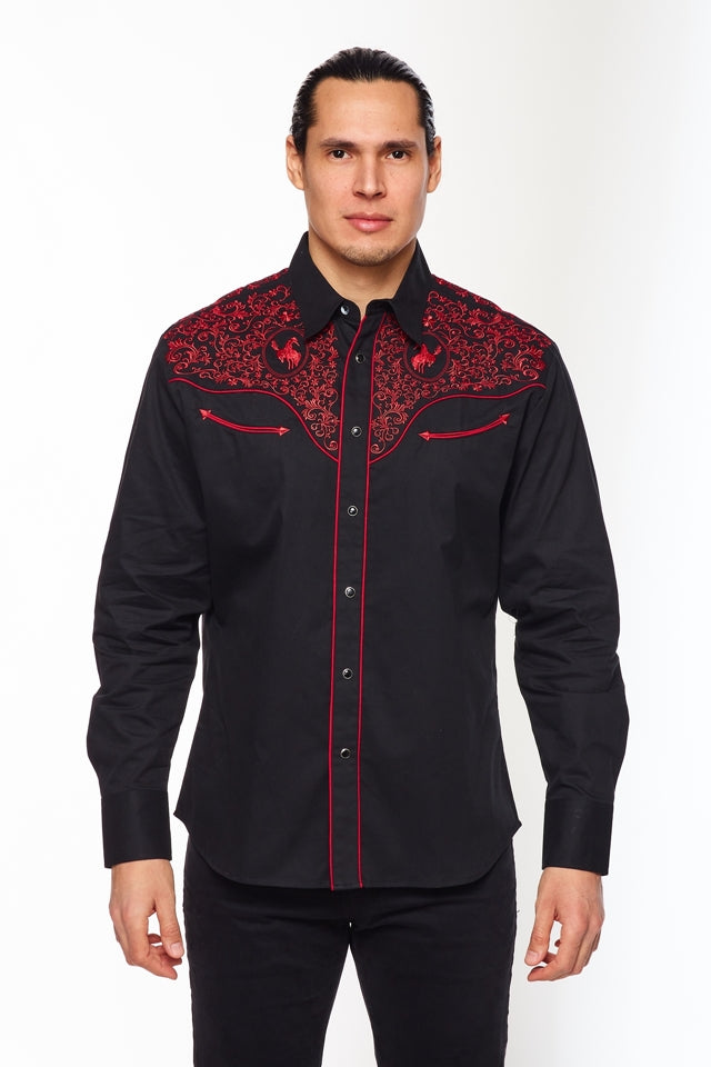 Rodeo Clothing Western Cowboy Dress Shirt with Embroidery for Outdoor ...