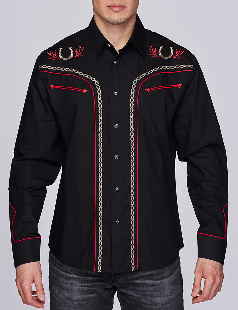 Rodeo Clothing Western Cowboy Dress Shirt with Embroidery for Outdoor ...